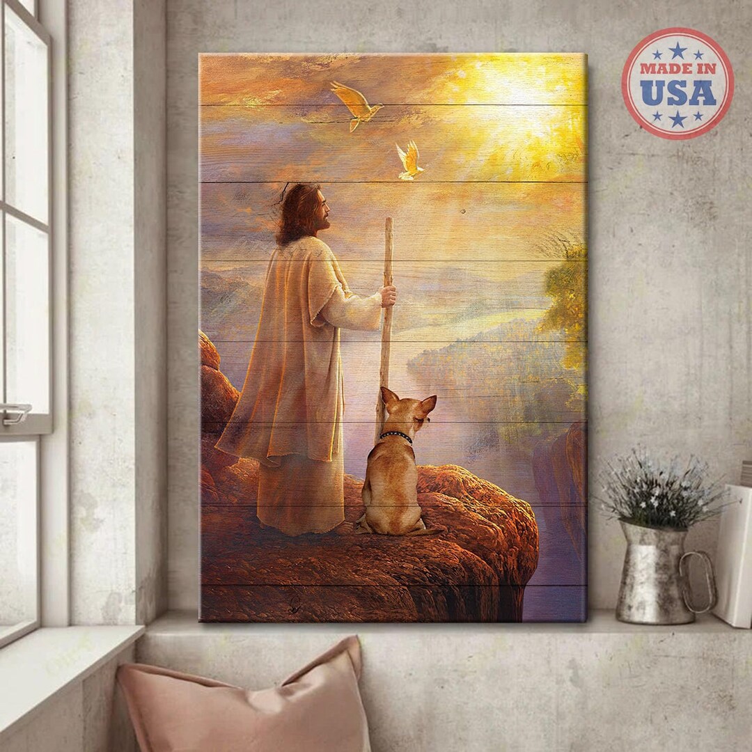 God With Chihuahua Canvas, Chihuahua Dog Lovers Gift Canvas, Christian ...