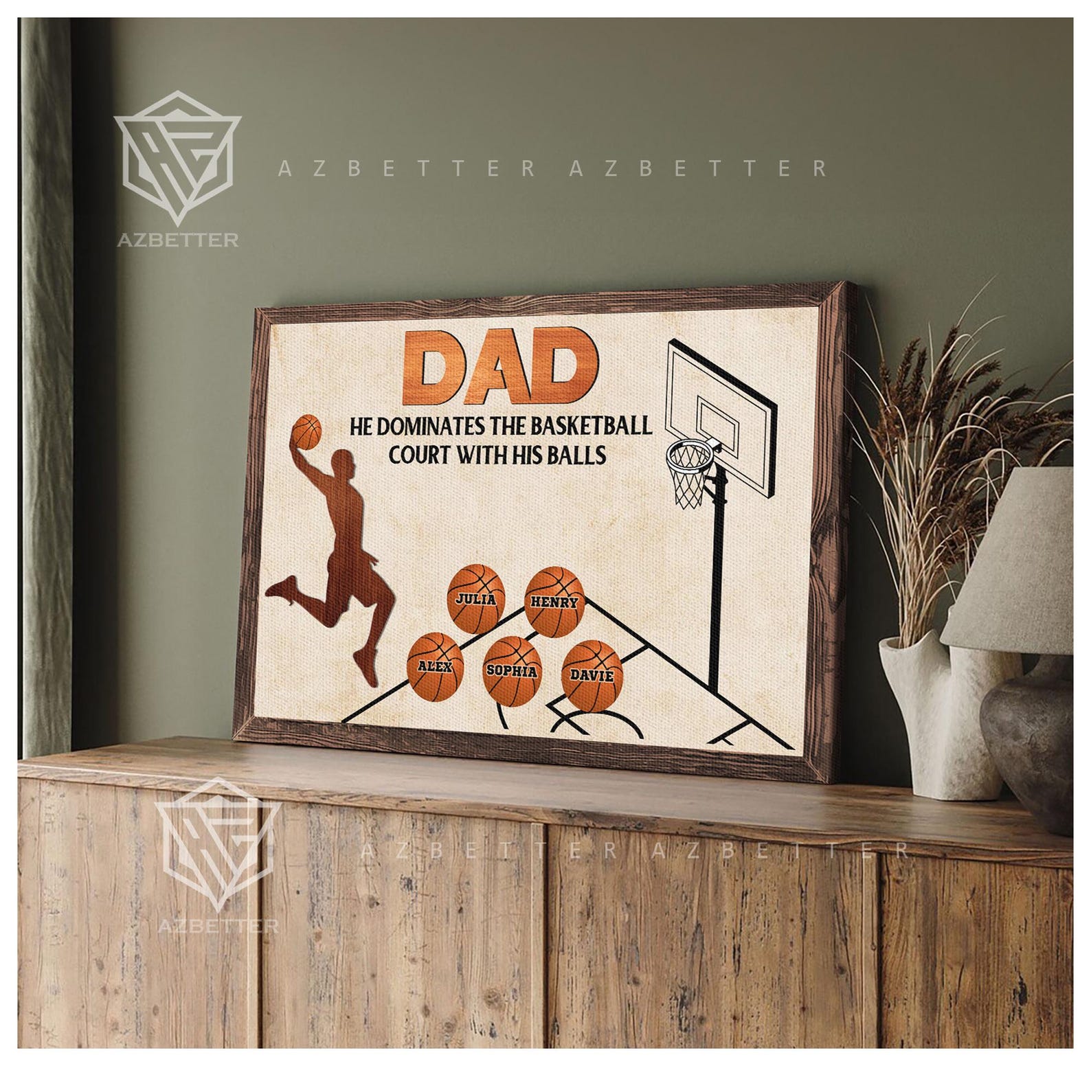 Personalized Father's Day Gift for Basketball Dad Dominates Court Sign ...