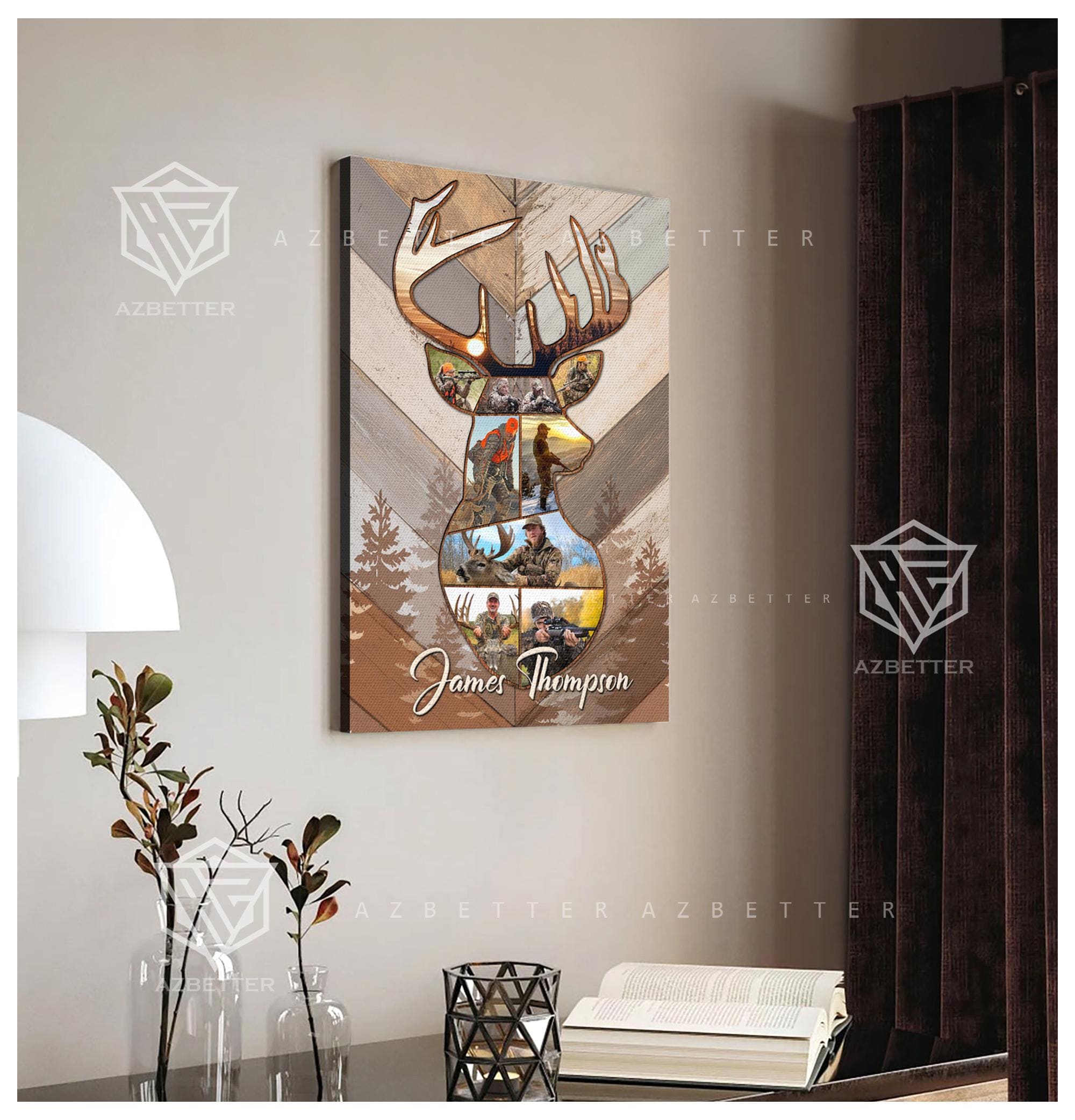 Personalized Deer Hunting Photo Collage Canvas, Custom Hunters Gift ...