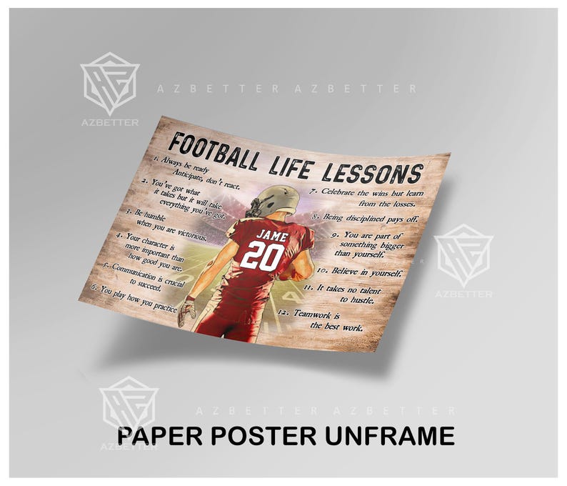 Personalized Football Life Lessons Canvas – Custom Player Name & Number ...