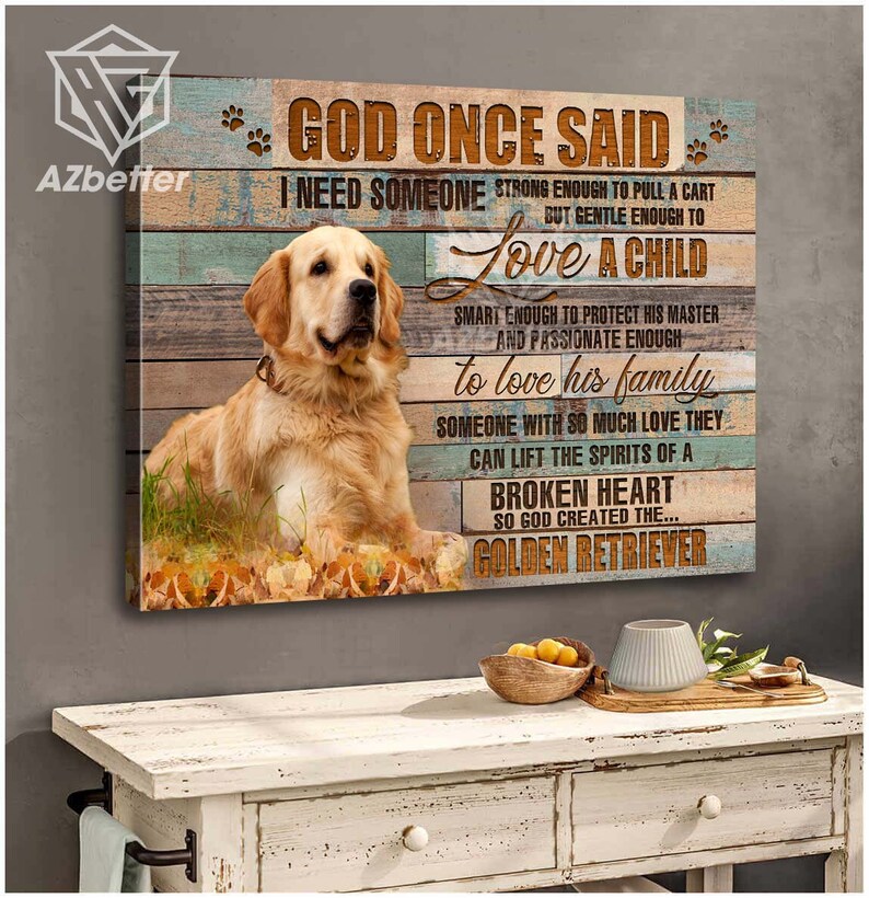 Golden Retriever Wall Art God Created Golden , Dog Home Wall Decor ...