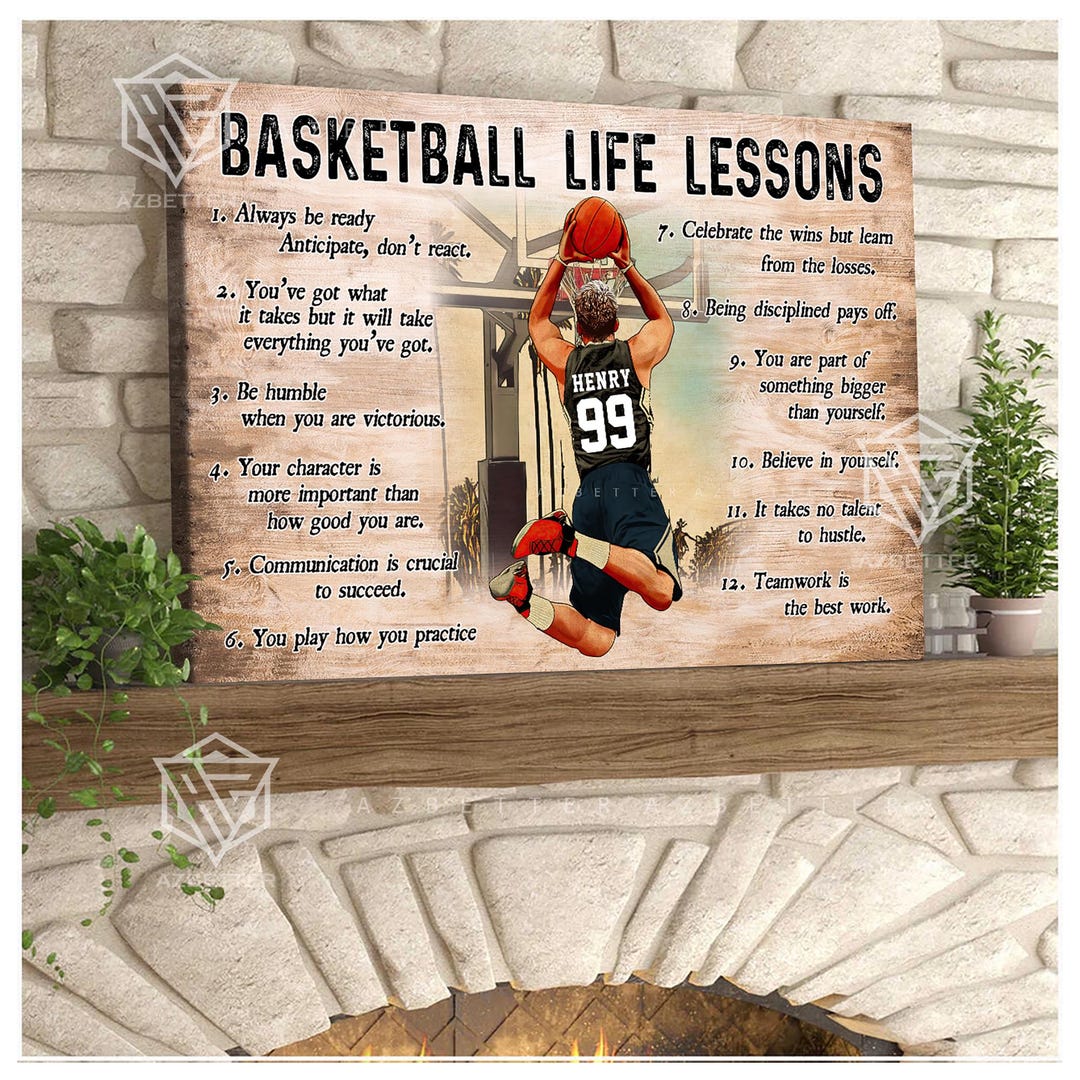 Personalized Basketball Life Lessons Canvas, Custom Player Name ...