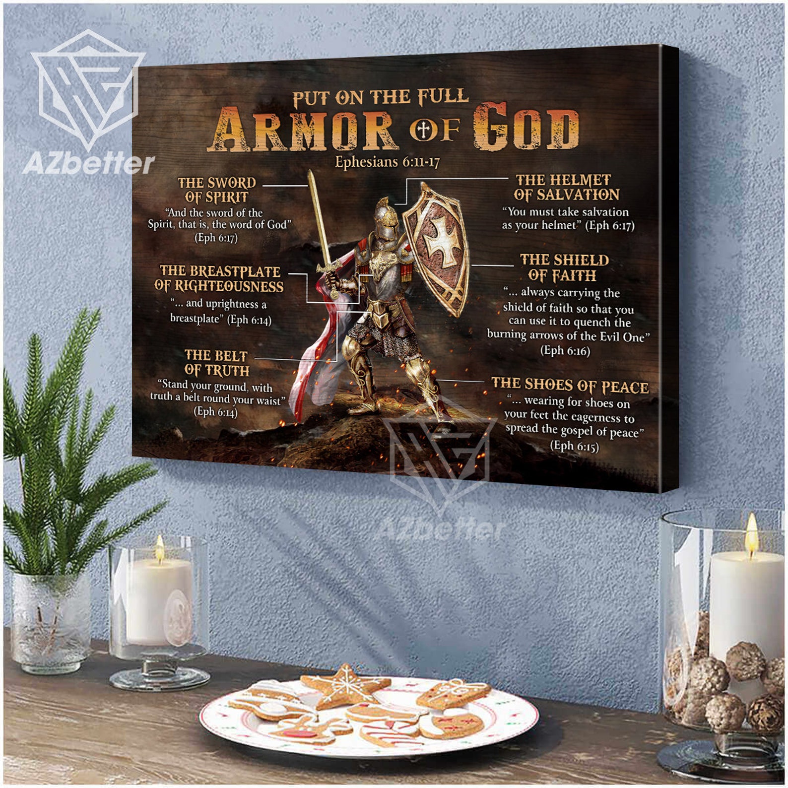 Canvas Put on the Full Armor of God, God Wall Art Home Decor, Christian ...