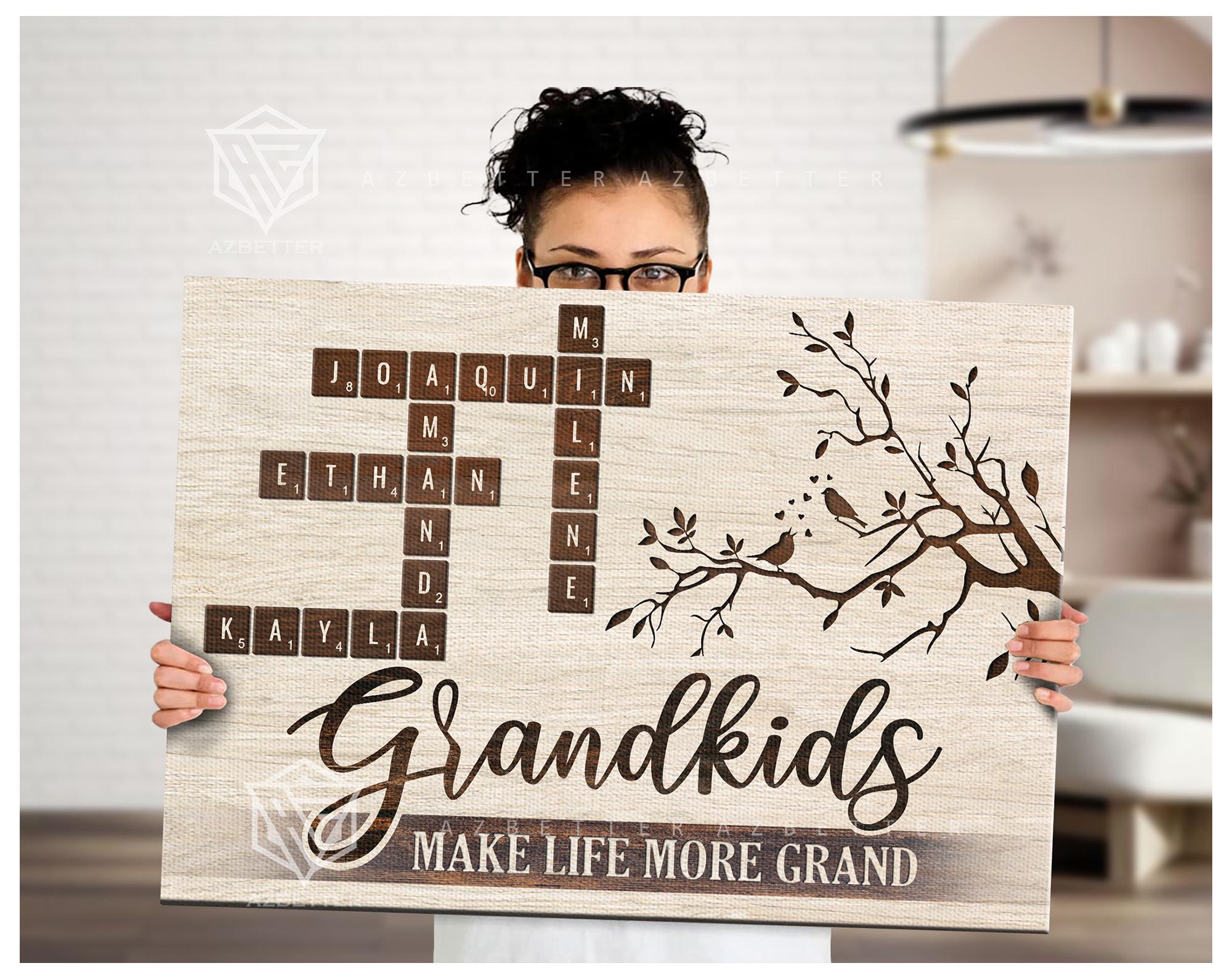 Personalized Grandparents Gift With Grandkids Names Scrabble Art ...