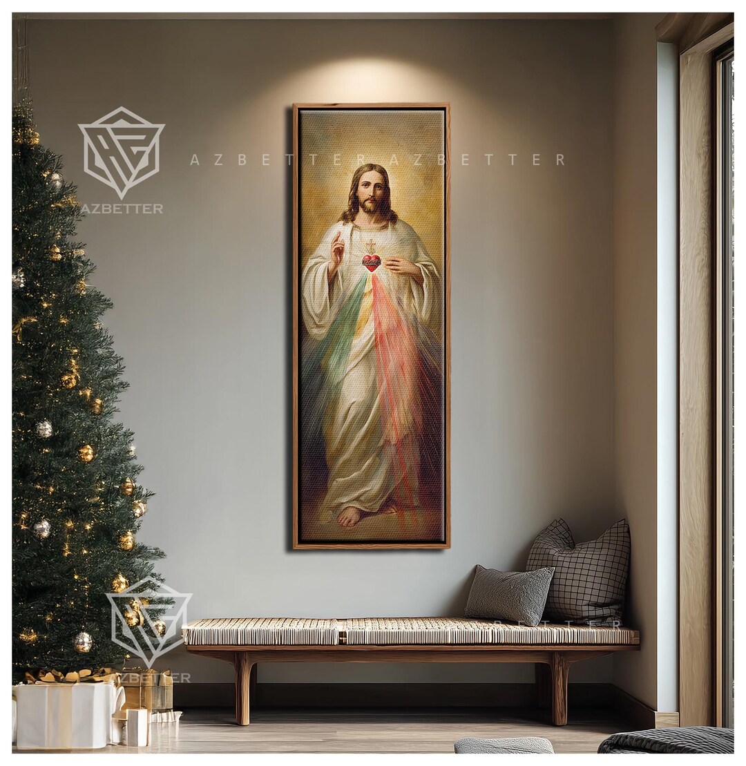 Divine Mercy Jesus Canvas Wall Art, Catholic Home Decor, Sacred Heart ...