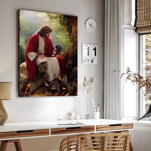 God With Dachshund Canvas, Dachshund Dog Lovers Gift Canvas, Christian ...