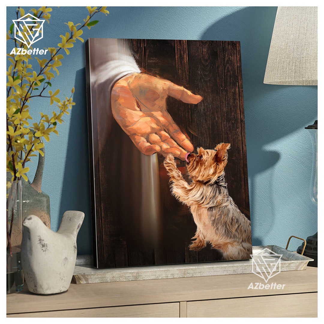 Yorkshire Terrier Take the Hand of God Canvas Prints, Dog Lover Gift ...