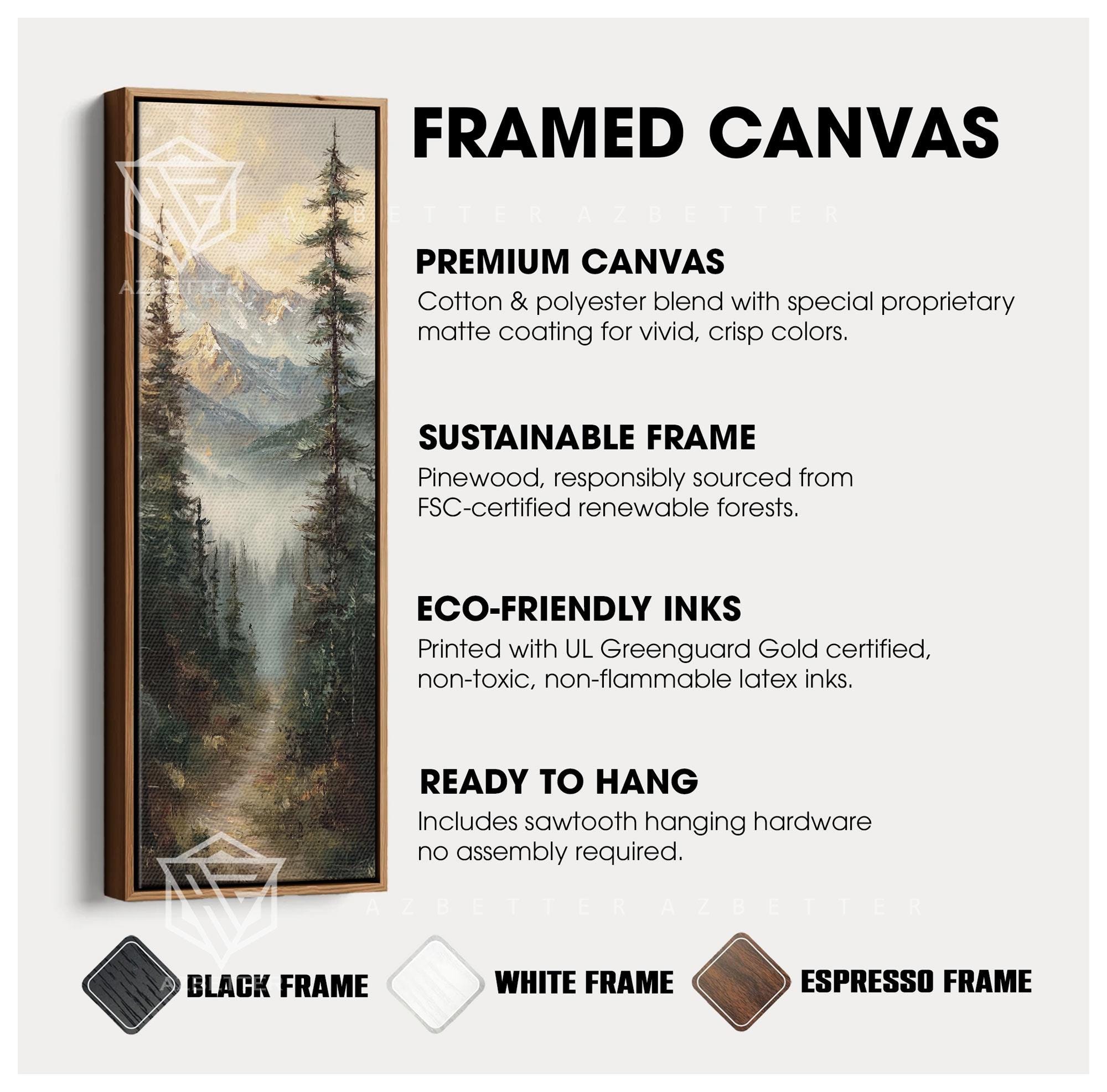 Mountain Forest Path Painting on Canvas, Tall Vertical Landscape Wall ...