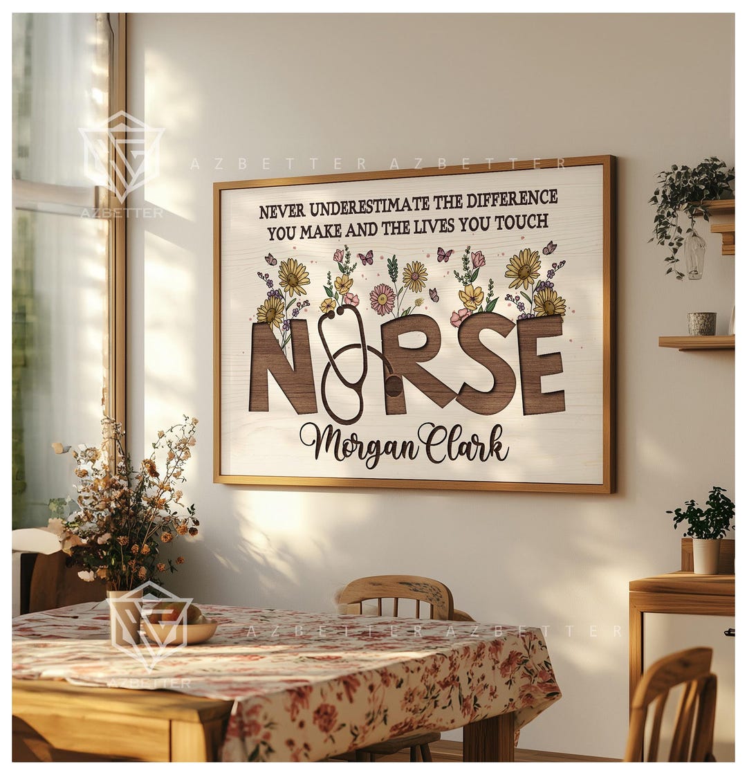 Custom Nurse Name Canvas - Personalized Nurse Wall Art - Nurse ...