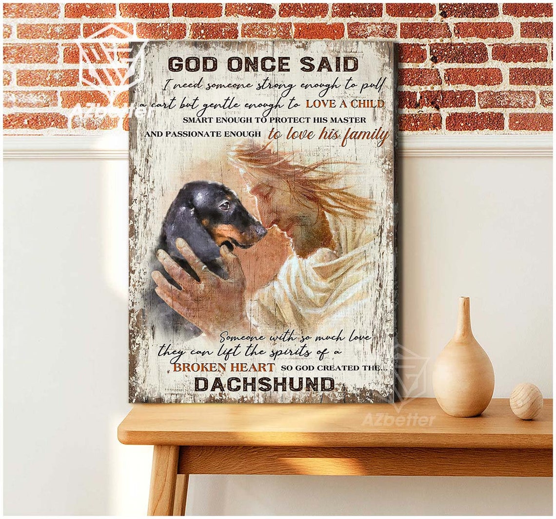 God With Dachshund Canvas, Dachshund Dog Lovers Gift Canvas, Christian ...