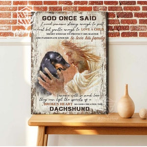 God With Dachshund Canvas, Dachshund Dog Lovers Gift Canvas, Christian ...
