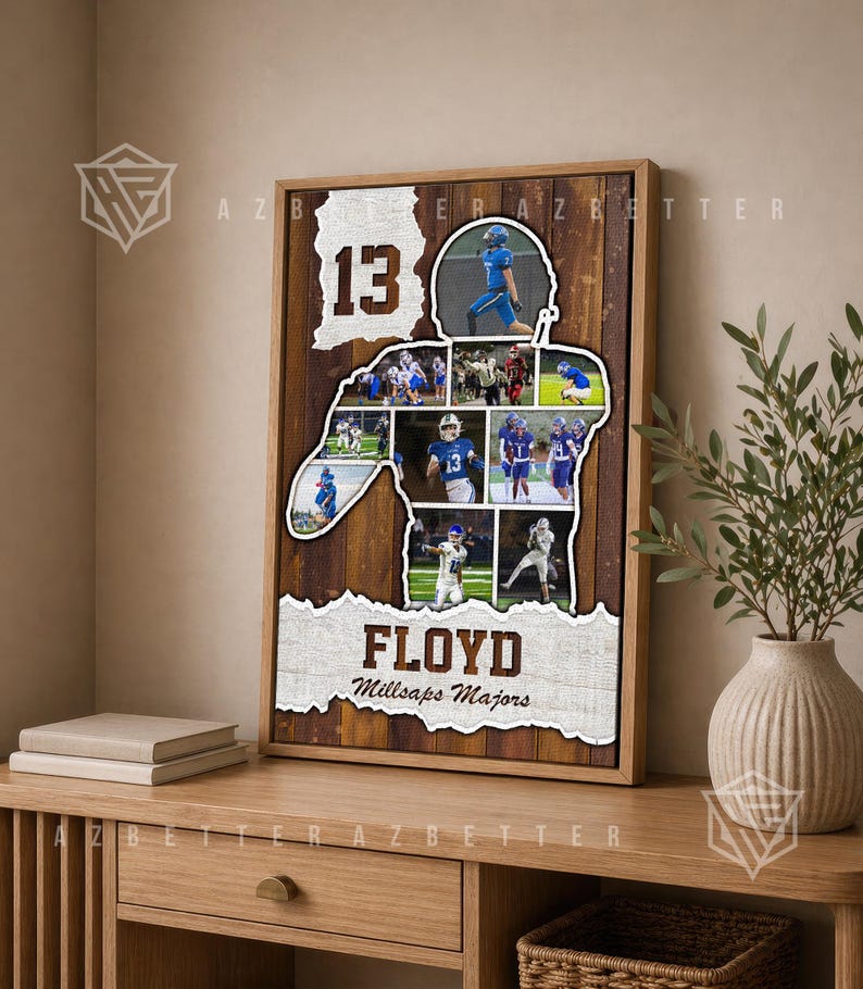 Personalized Football Photo Collage Canvas - Custom Gift for Football ...