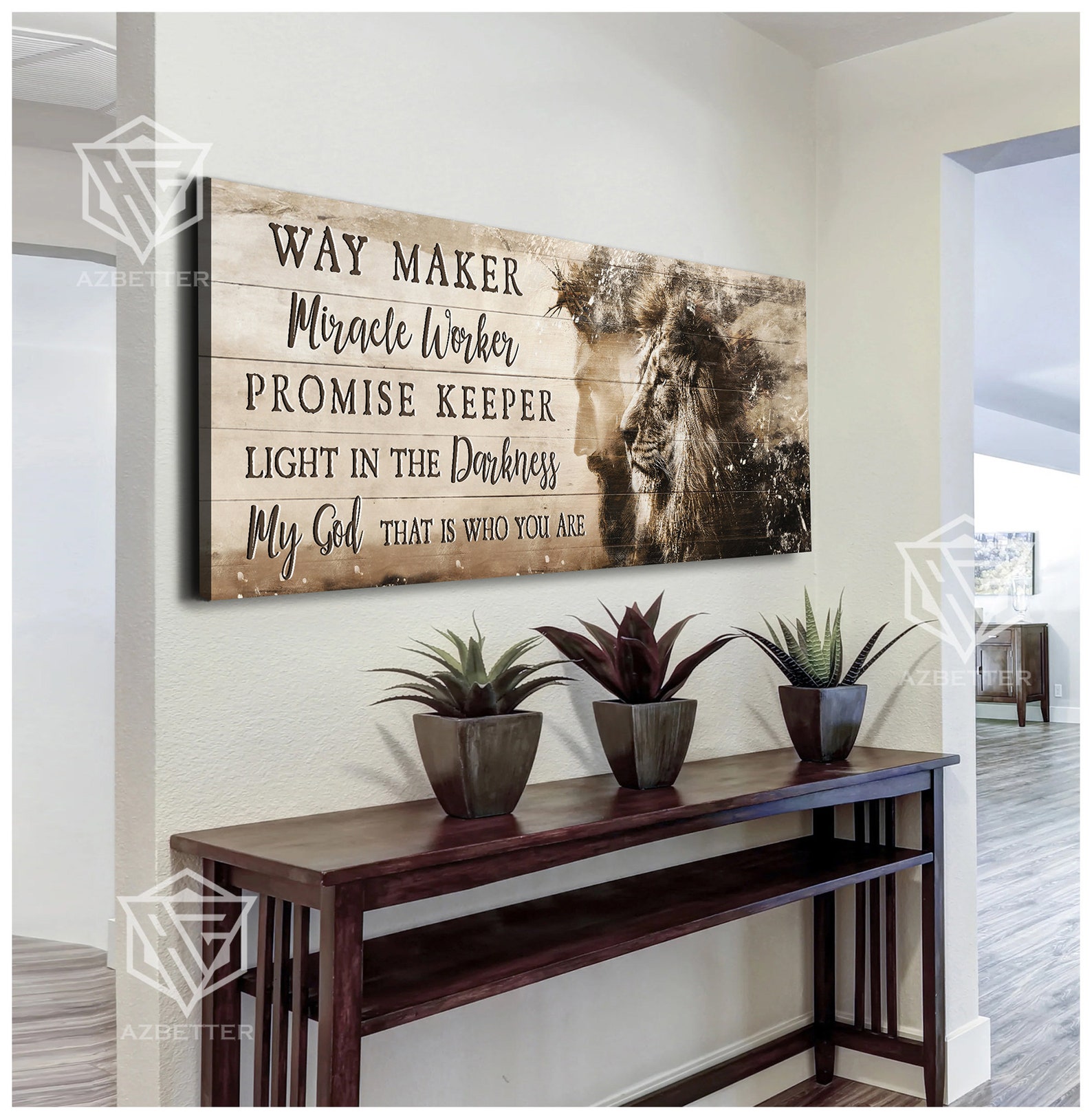 Way Maker Miracle Worker Promise Keeper Canvas Lion of Judah Wall Art ...