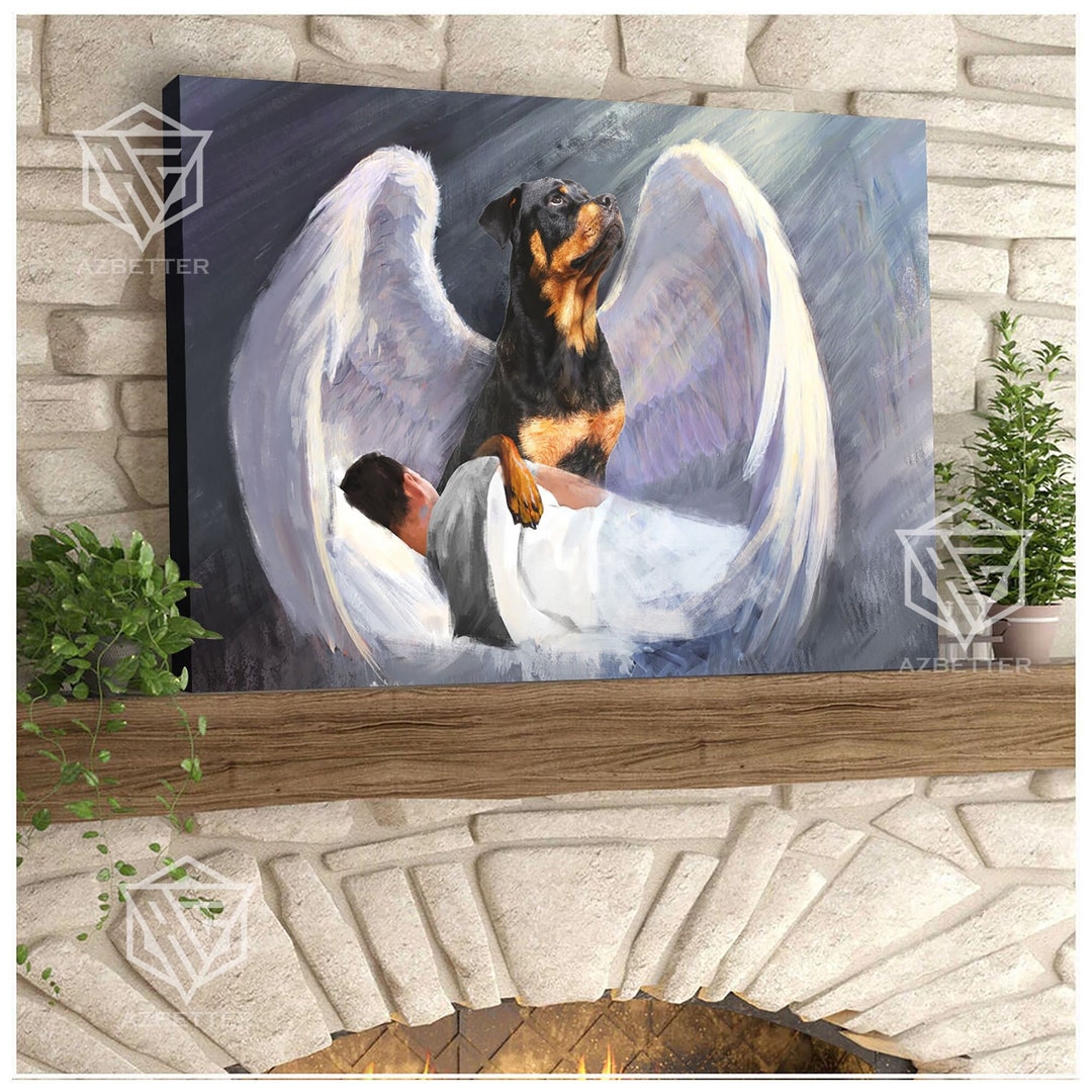 Rottweiler Canvas - I'll Protect You, Beautiful Night Rottweiler Dog ...