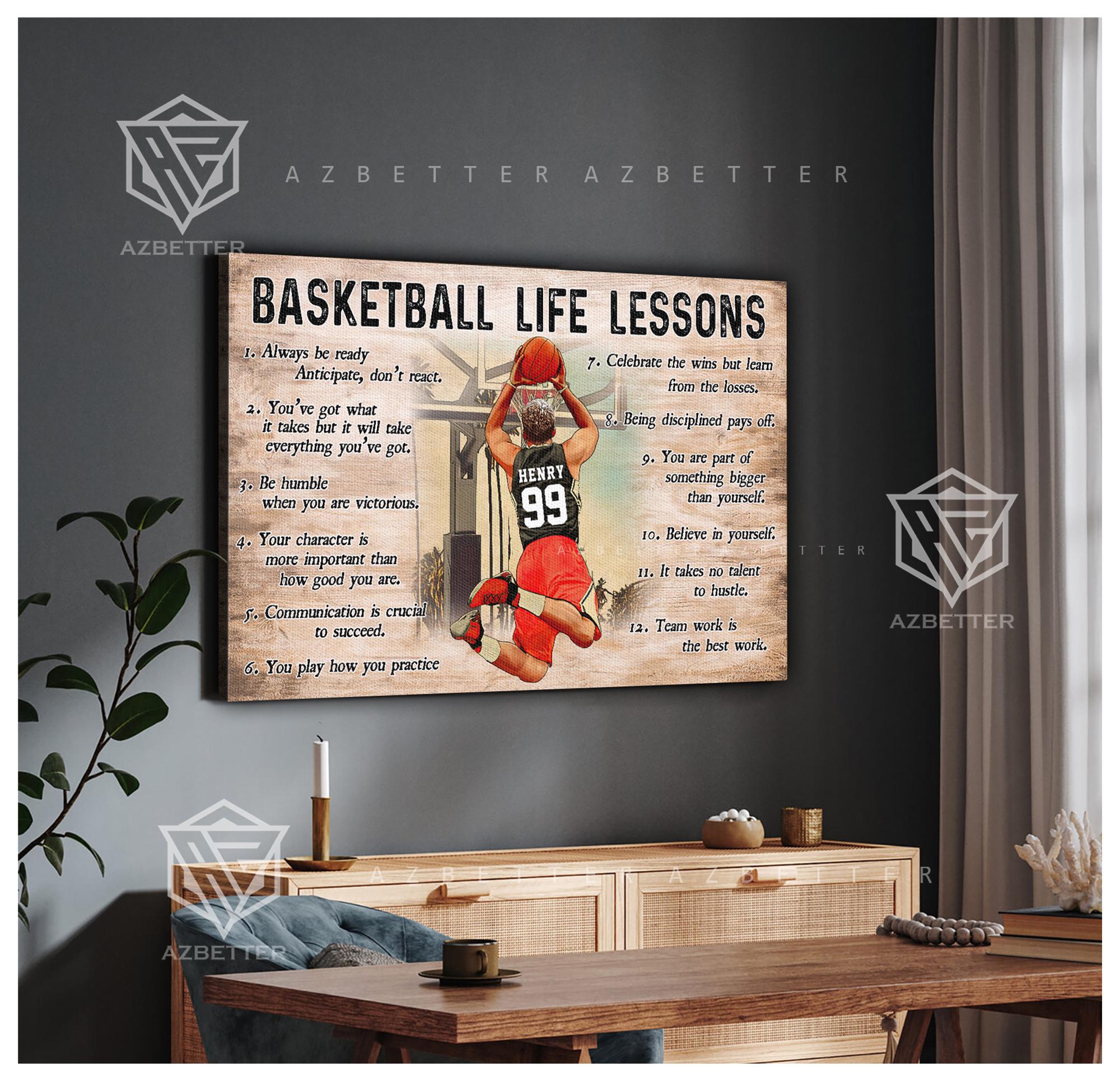 Personalized Basketball Life Lessons Canvas, Custom Player Name ...