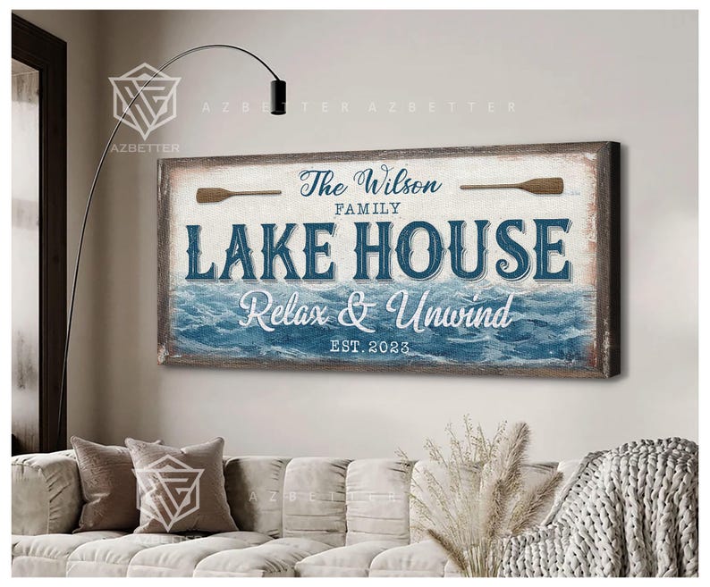 Personalized Lake House Sign With Family Name, Relax & Unwind, Rustic ...