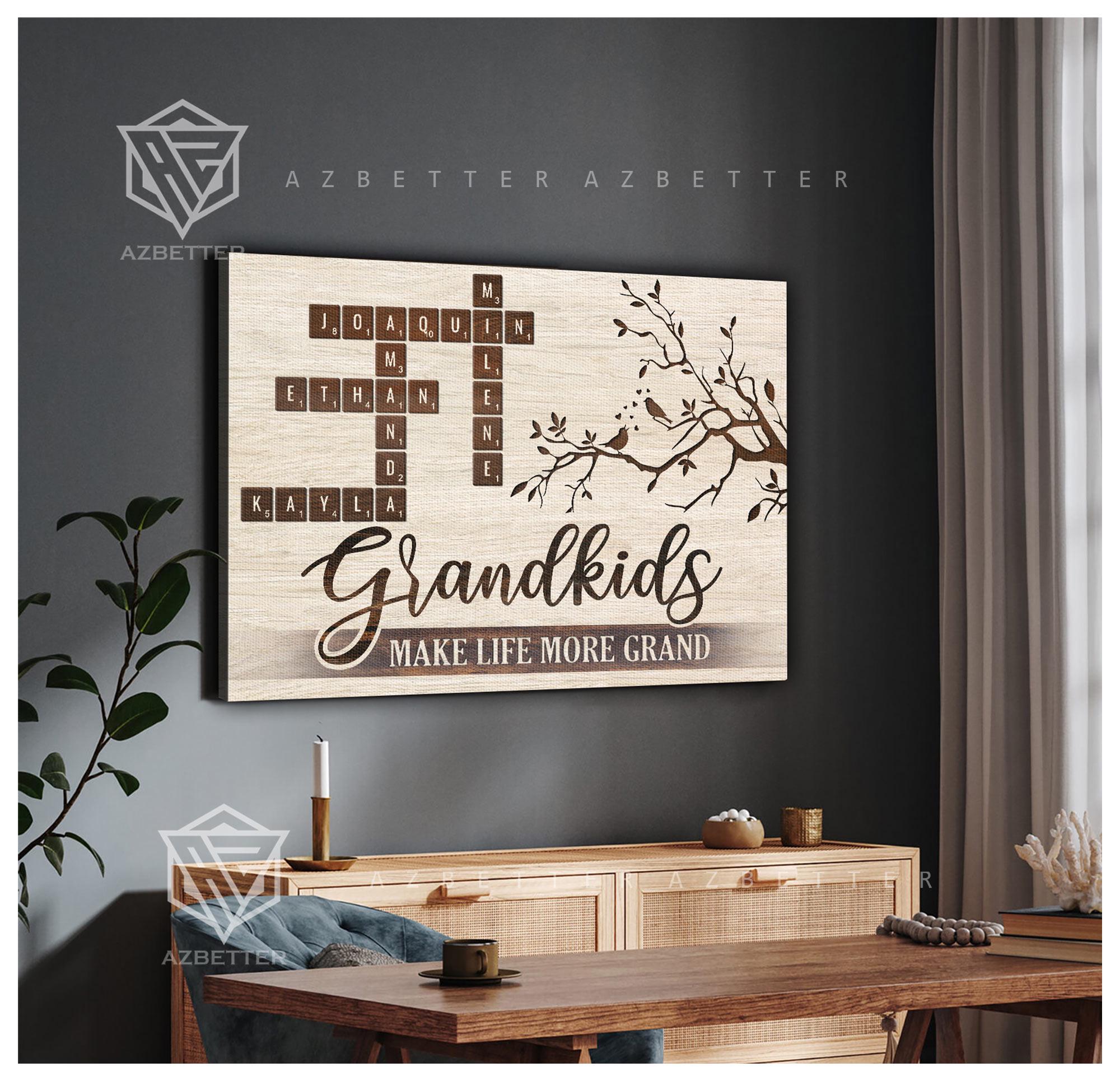 Personalized Grandparents Gift With Grandkids Names Scrabble Art ...
