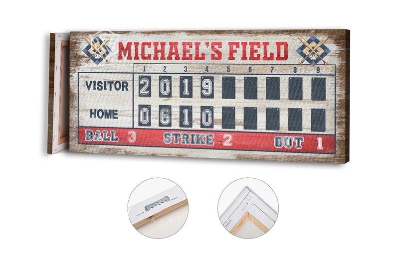 Personalized Baseball Scoreboard Sign | Custom Baseball Game Room Wall ...