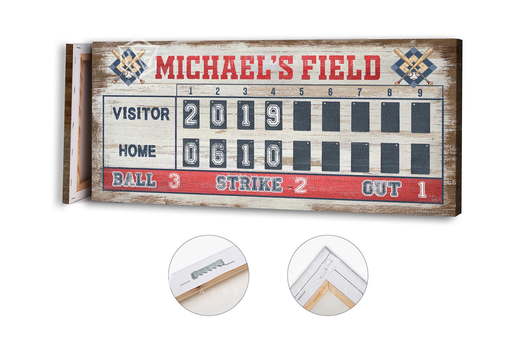 Personalized Baseball Scoreboard Sign | Custom Baseball Game Room Wall ...