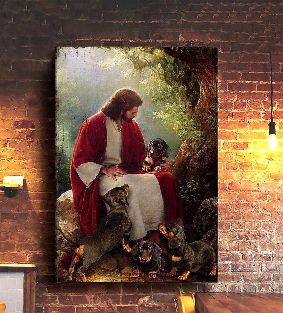 God With Dachshund Canvas, Dachshund Dog Lovers Gift Canvas, Christian ...