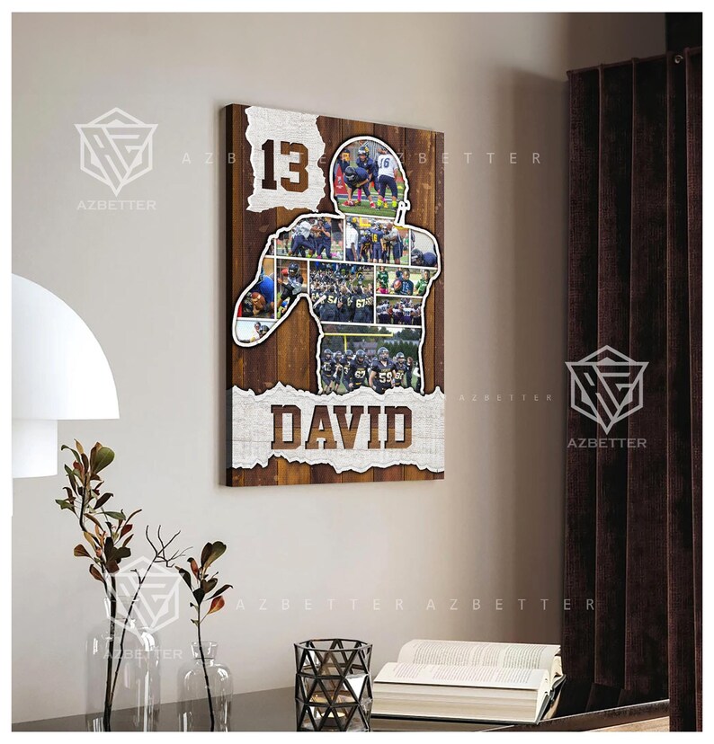 Personalized Football Photo Collage Canvas - Custom Gift for Football ...