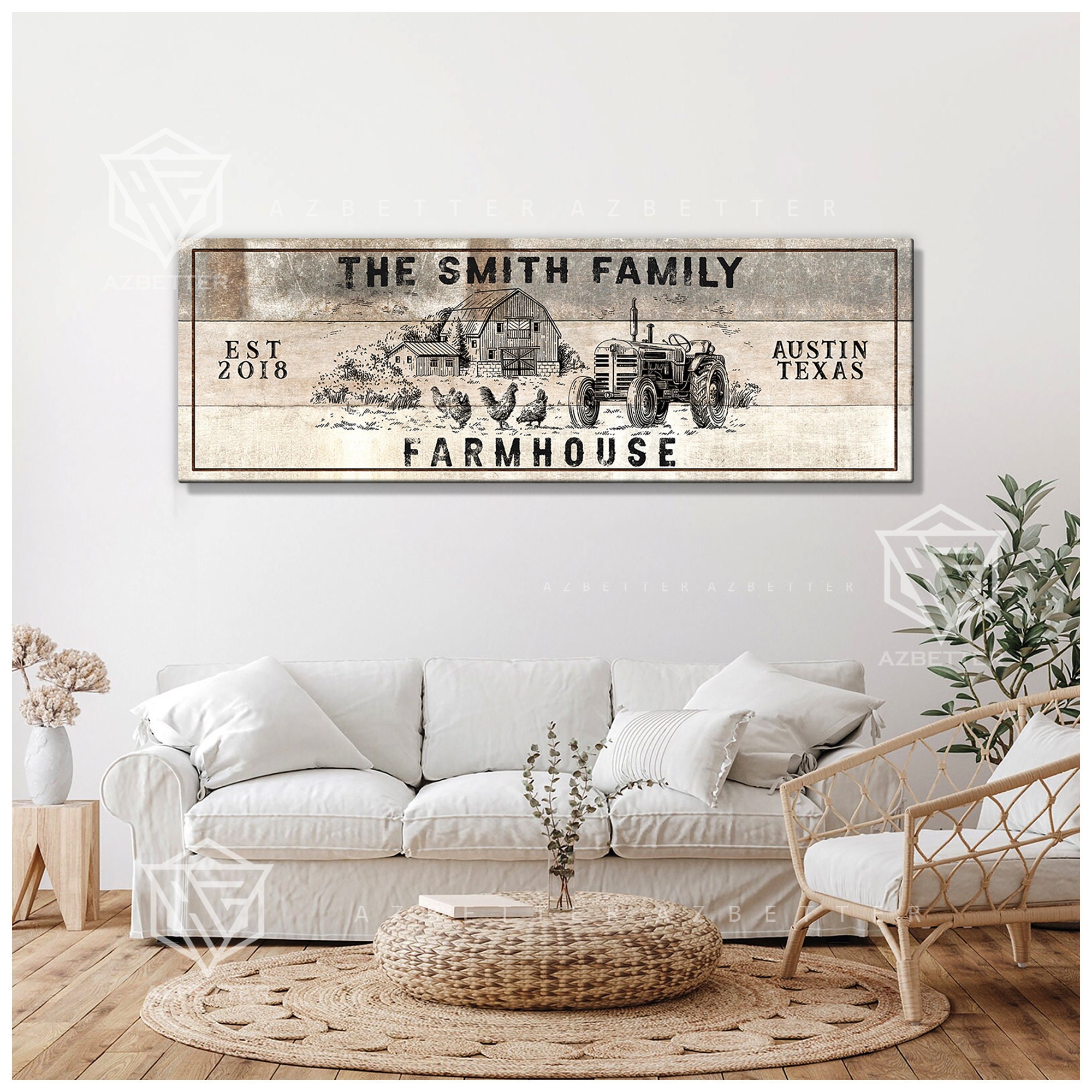 Custom Modern Farmhouse Family Sign Country Home Decor Wall Art ...