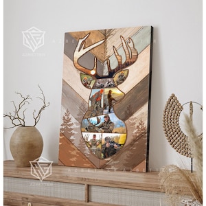 Personalized Deer Hunting Photo Collage Canvas, Custom Hunters Gift ...