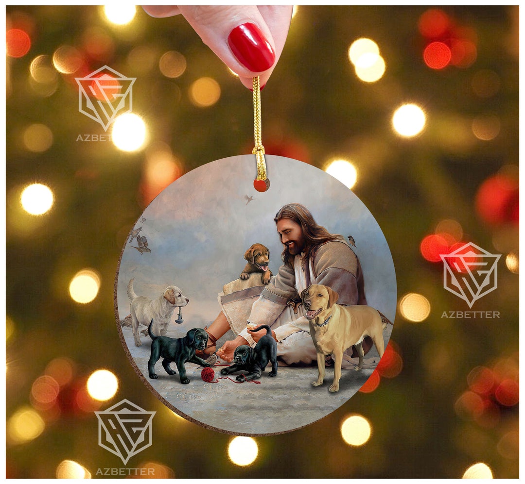 God Surrounded by Labrador Retriever Ceramic Ornament, Dog Mom Ornament ...