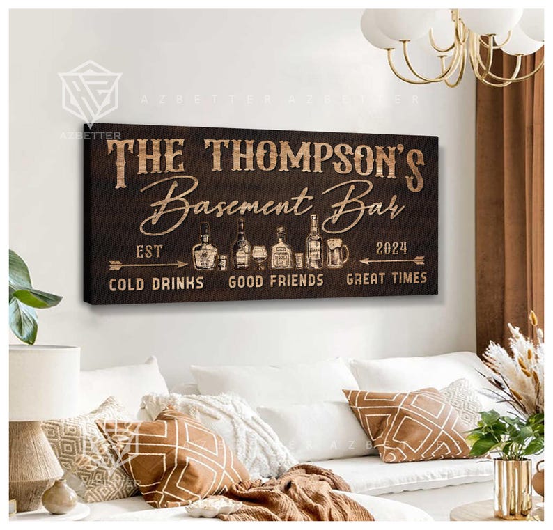 Custom Family Name Bar Sign Personalized Year Established, Rustic Home ...