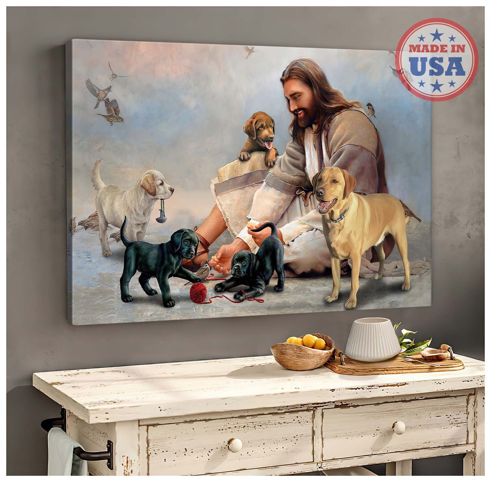 Canvas God With Labrador Retriever, Labrador Dog Lovers Gift Canvas ...