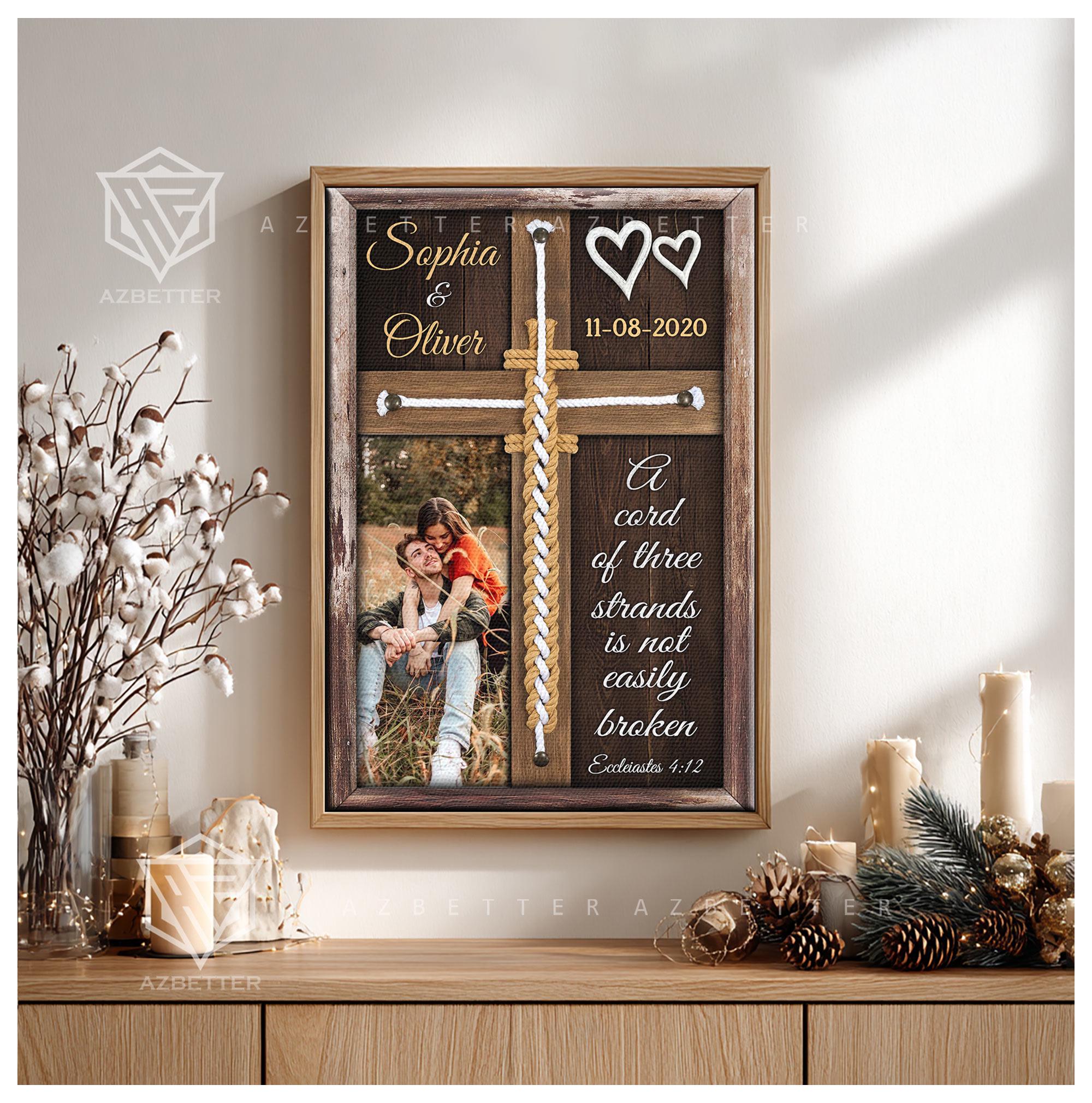 Personalized A Cord of Three Strands Canvas, Custom Couple Photo ...