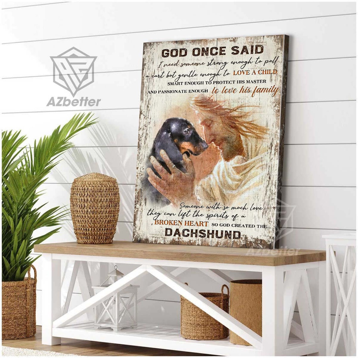 God With Dachshund Canvas, Dachshund Dog Lovers Gift Canvas, Christian ...