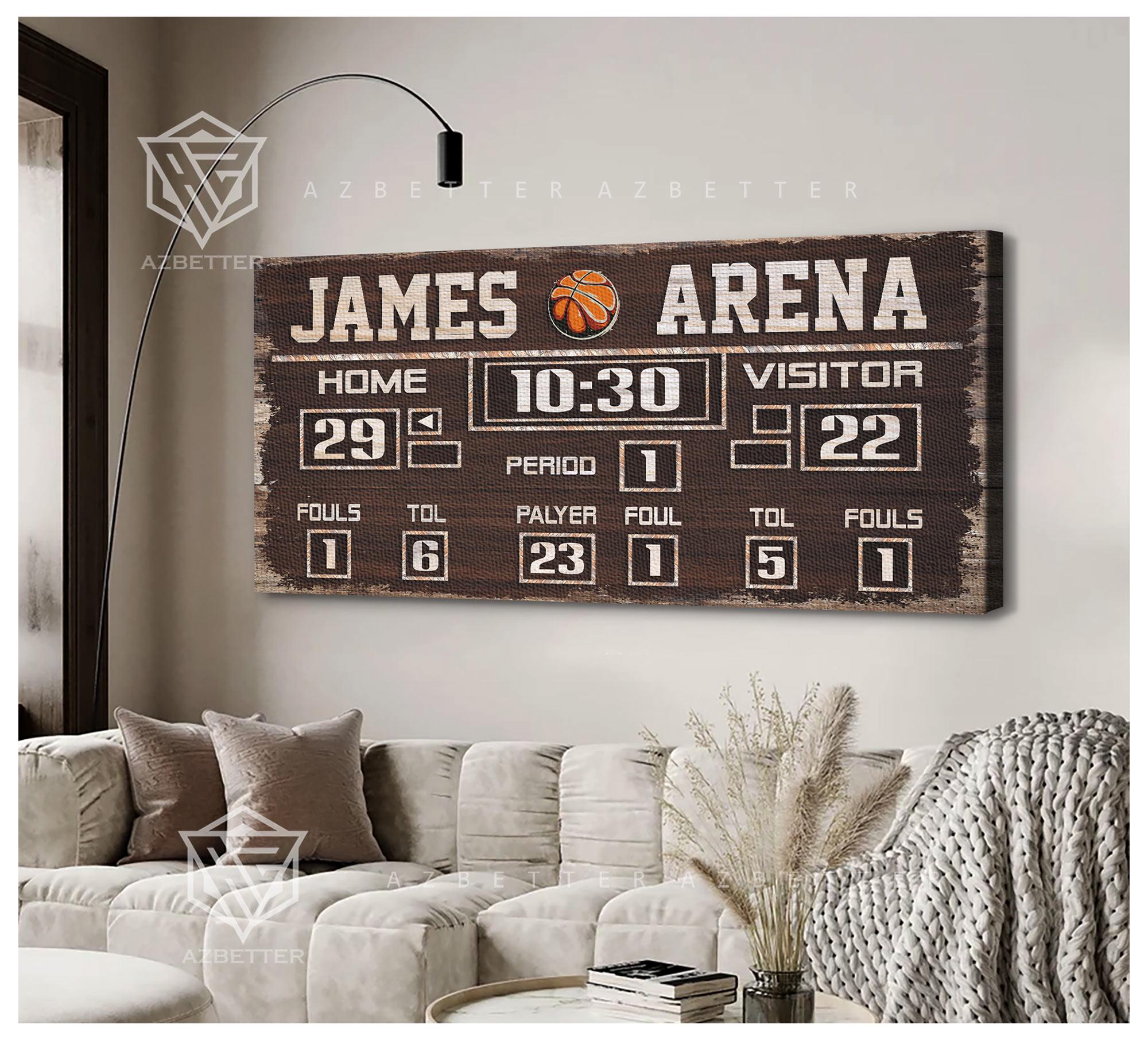 Custom Basketball Scoreboard Sign – Vintage Sports Arena Wall Decor ...