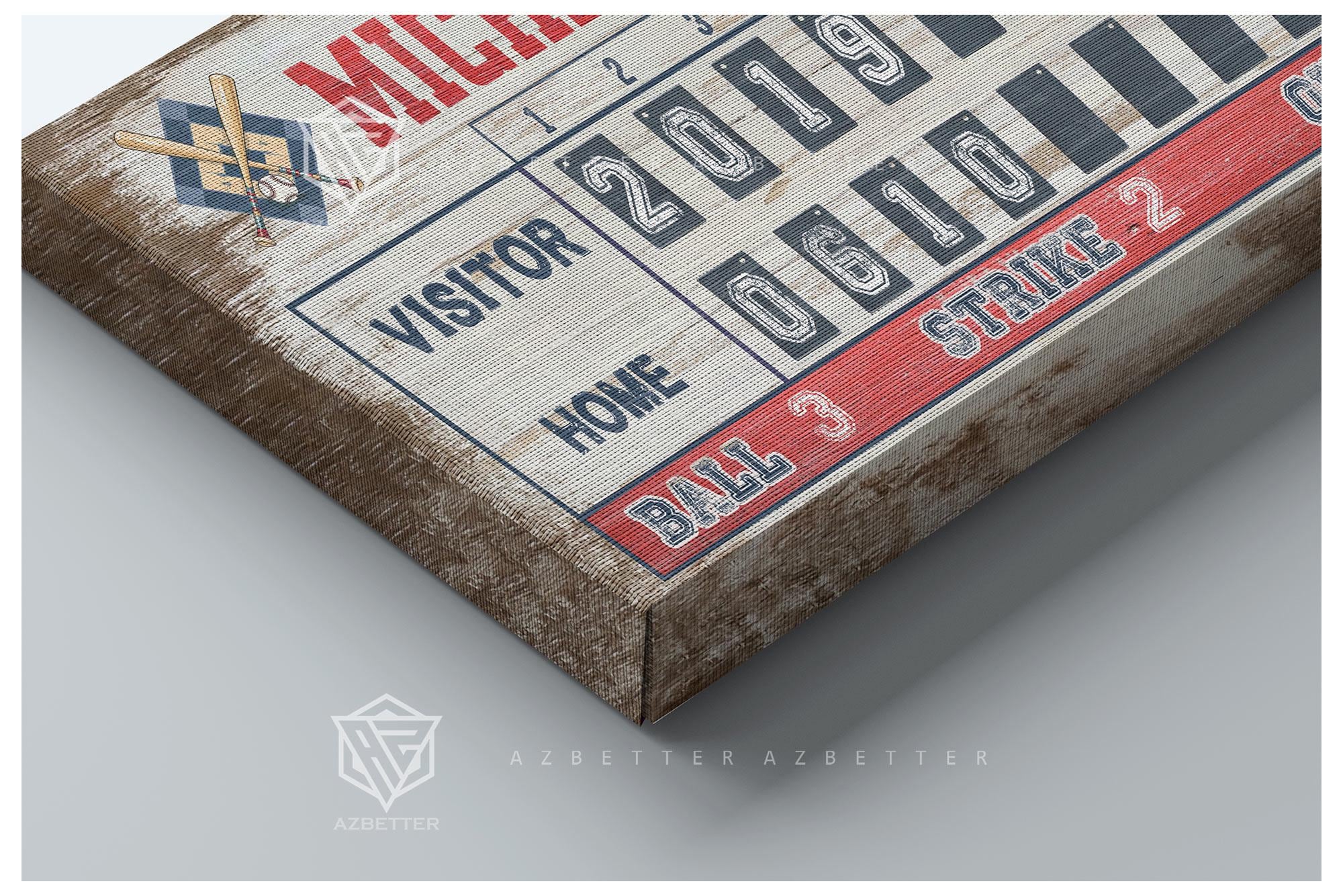 Personalized Baseball Scoreboard Sign | Custom Baseball Game Room Wall ...