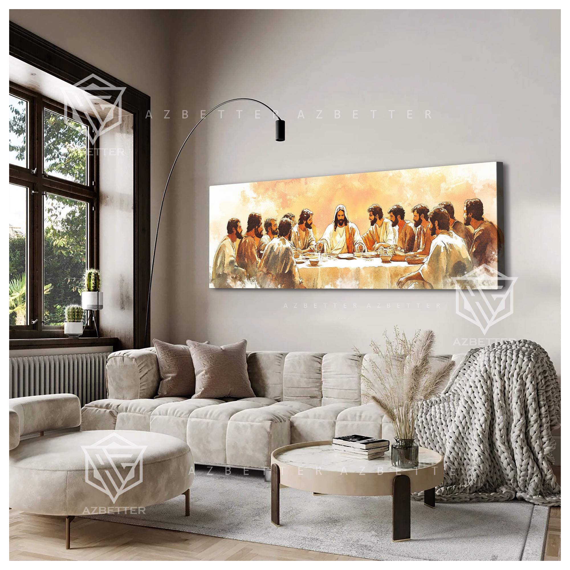 The Last Supper Canvas Wall Art, Jesus Christ and His Apostles Painting ...