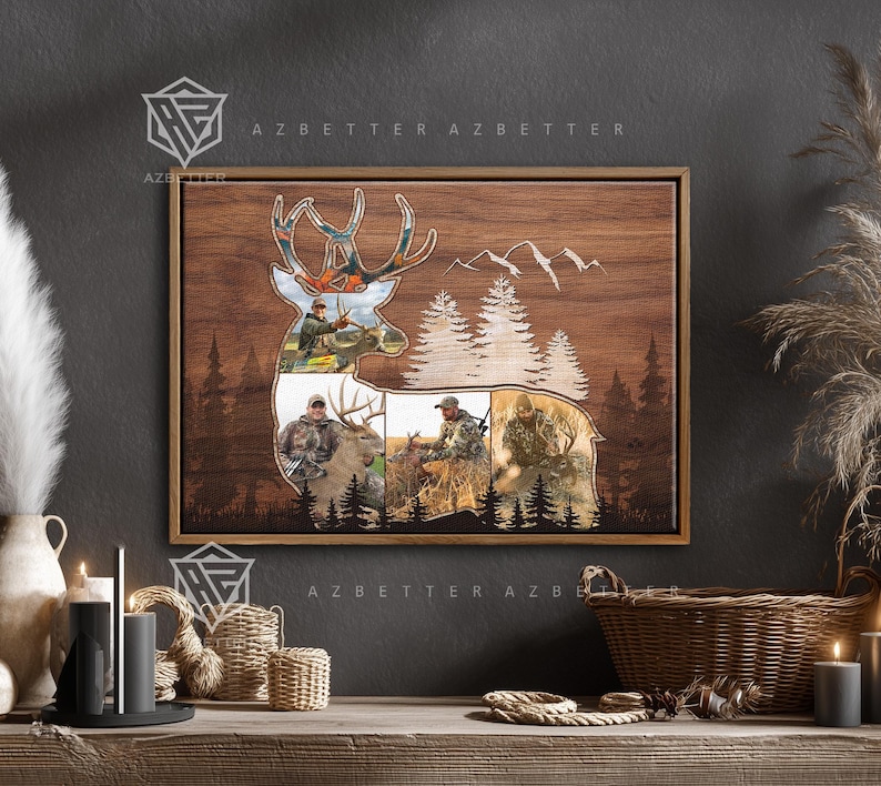 Personalized Deer Hunting Photo Collage Canvas, Custom Hunter’s Gift ...