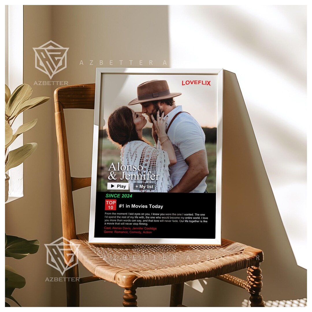 Personalized Couple Movie Poster – Custom Love Story Canvas – Romantic ...