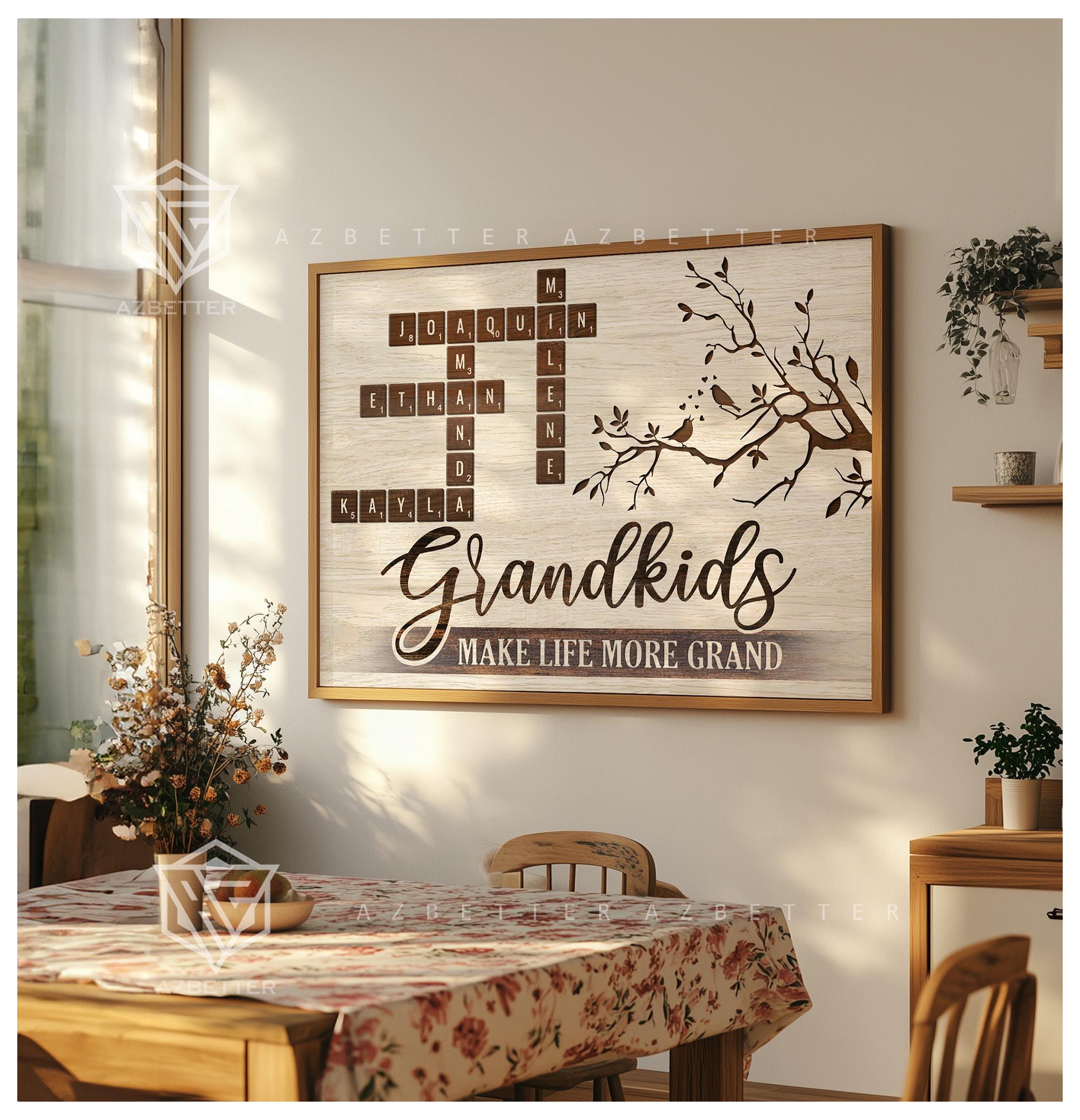 Personalized Grandparents Gift With Grandkids Names Scrabble Art ...