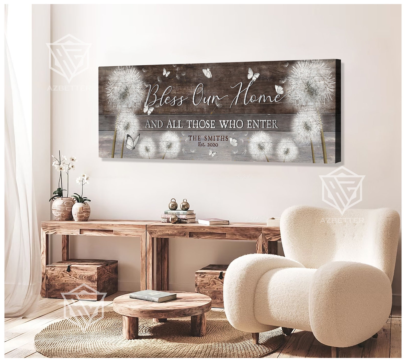 Family Grateful Thankful Blessed Custom Family Name Dandelion Field ...