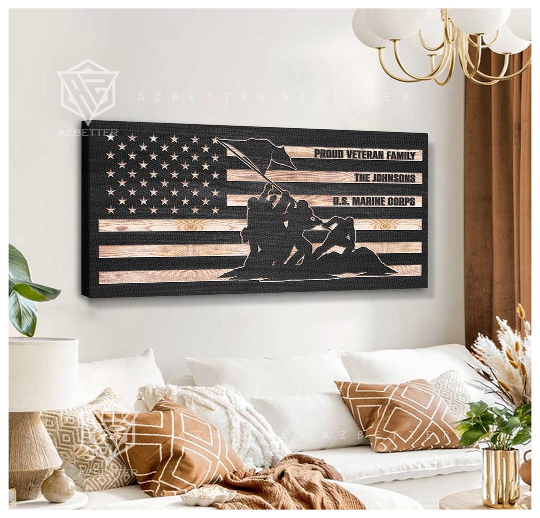 Personalized Veteran Canvas – Custom American Flag Wall Art – Military ...