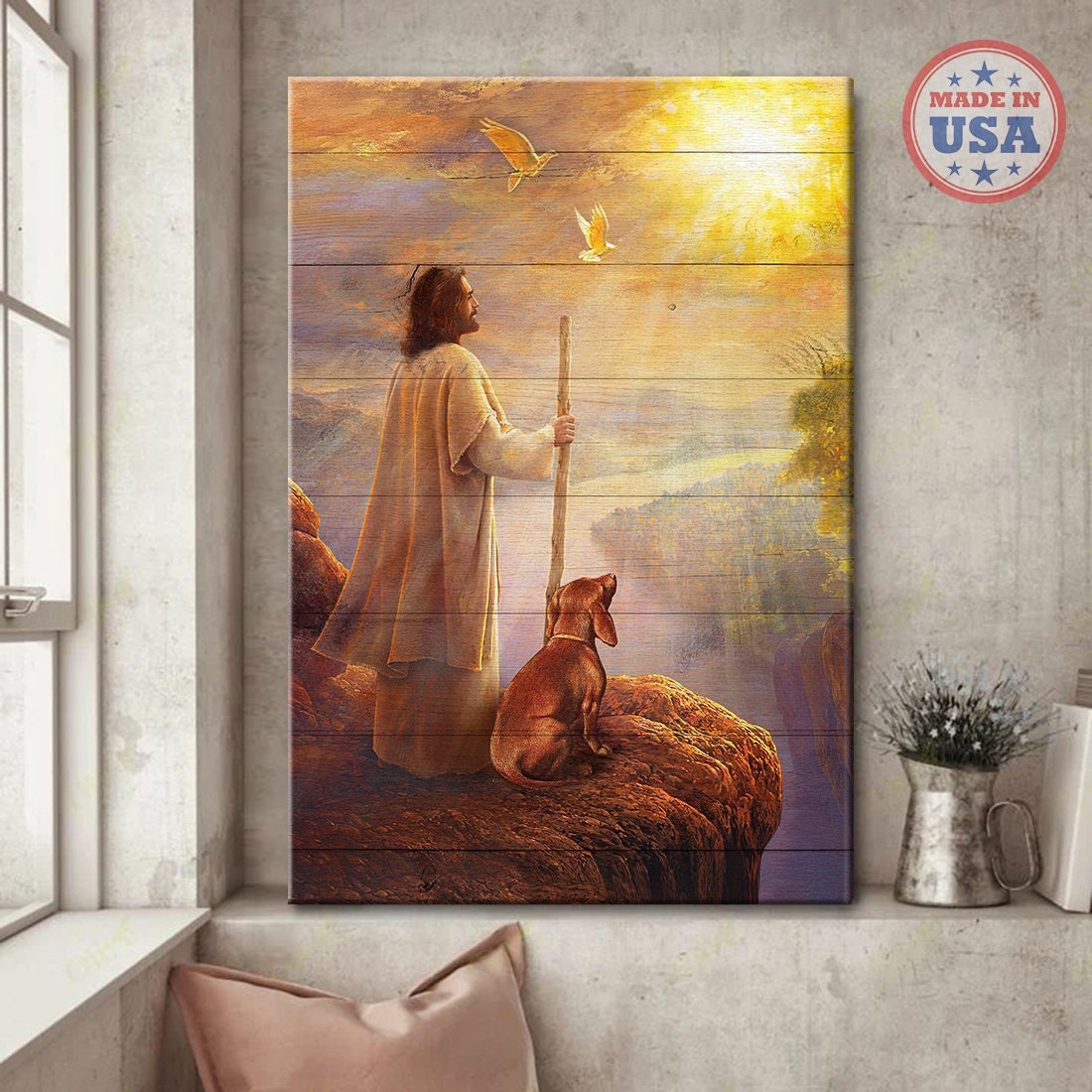 God With Dachshund Canvas, Dachshund Dog Lovers Gift Canvas, Christian ...