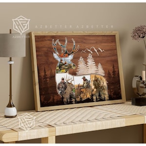 Personalized Deer Hunting Photo Collage Canvas, Custom Hunter’s Gift ...