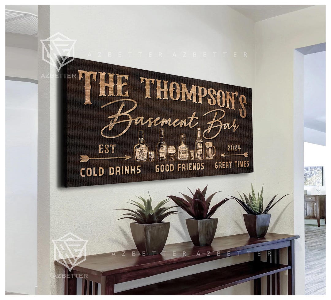 Custom Family Name Bar Sign Personalized Year Established, Rustic Home ...