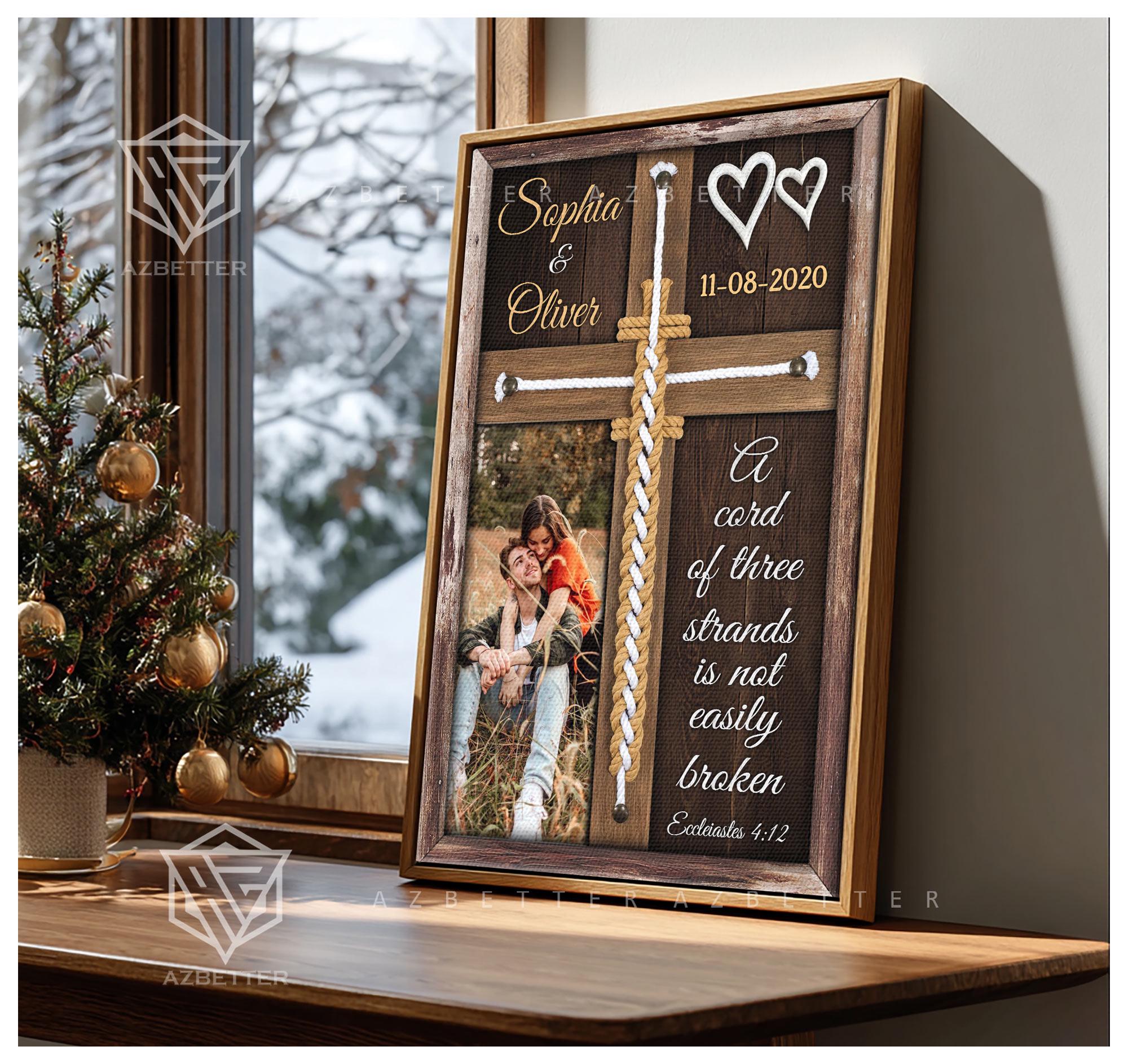 Personalized A Cord of Three Strands Canvas, Custom Couple Photo ...
