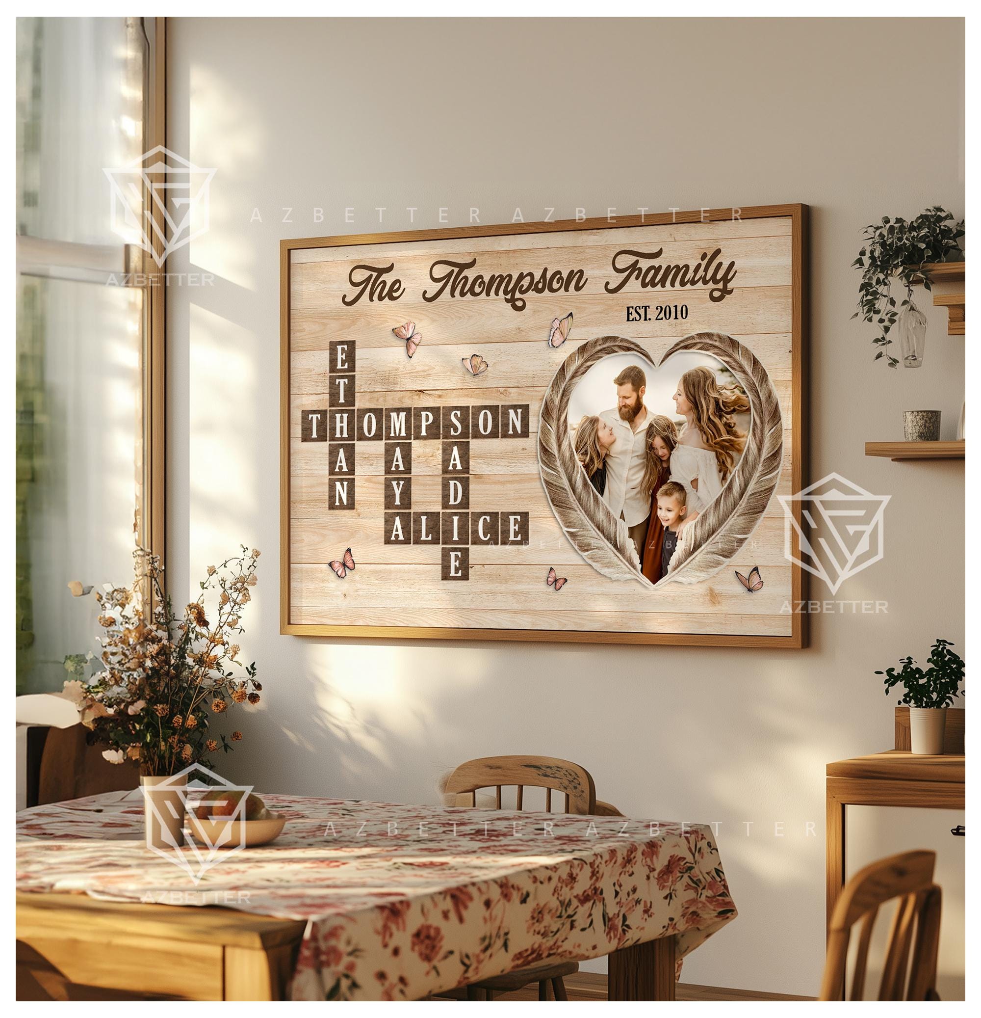 Personalized Family Name Sign, Custom Crossword Scrabble Print Family ...