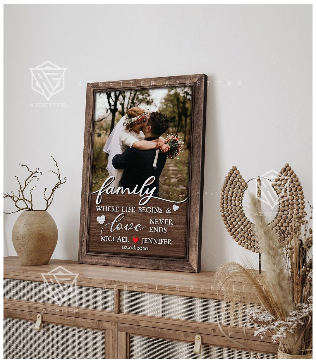 Personalized Canvas Family Where Life Begins & Love Never Ends Couple ...