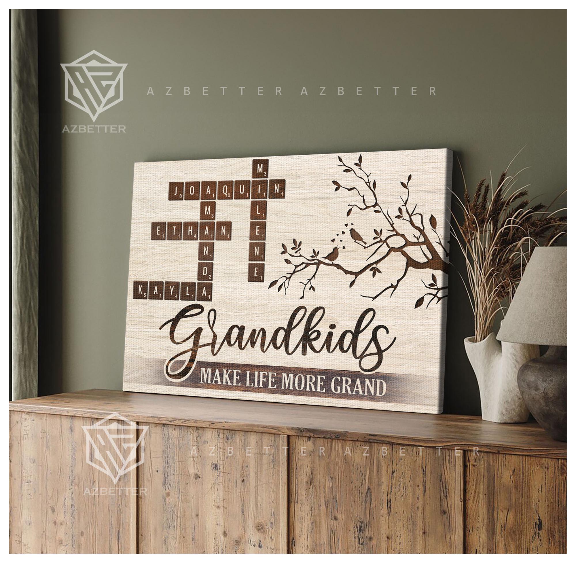 Personalized Grandparents Gift With Grandkids Names Scrabble Art ...