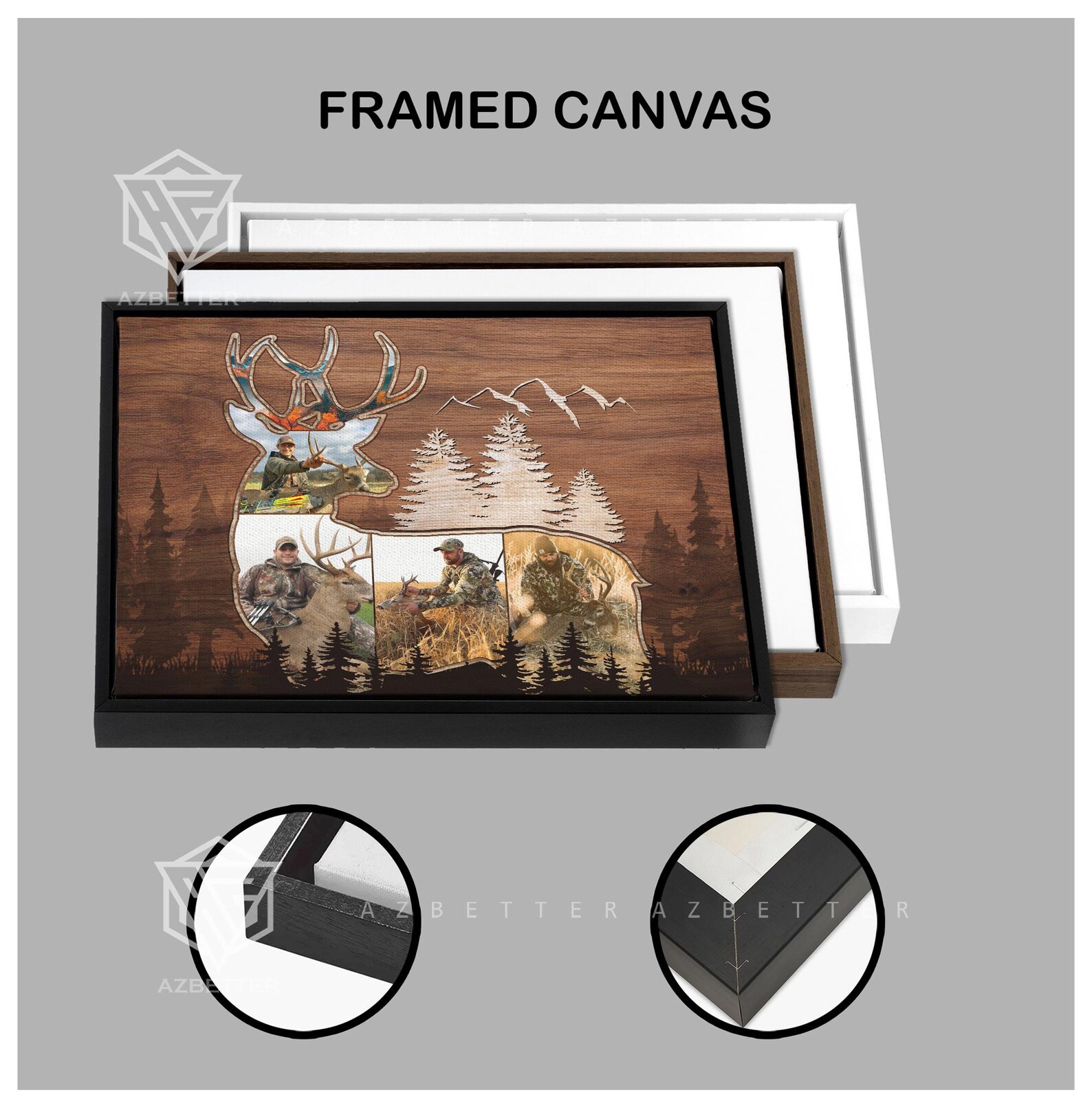 Personalized Deer Hunting Photo Collage Canvas, Custom Hunter’s Gift ...
