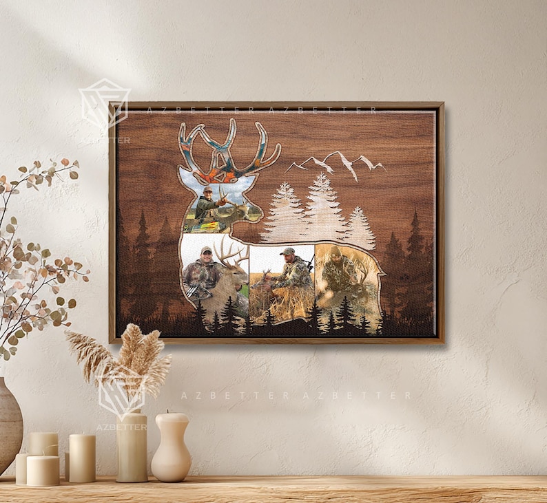 Personalized Deer Hunting Photo Collage Canvas, Custom Hunter’s Gift ...