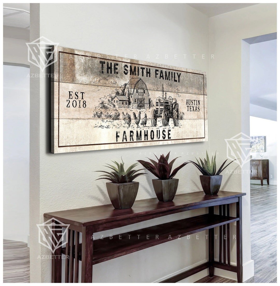Custom Modern Farmhouse Family Sign Country Home Decor Wall Art ...